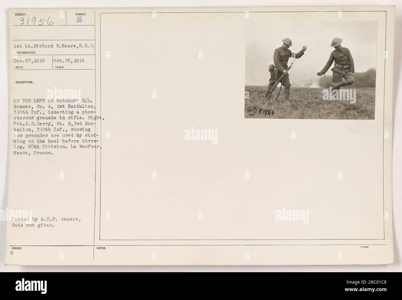 "1st Lt. Richard W. Sears, S.R.C." This image, taken on October 26, 1918, features Sergeant G.I ...