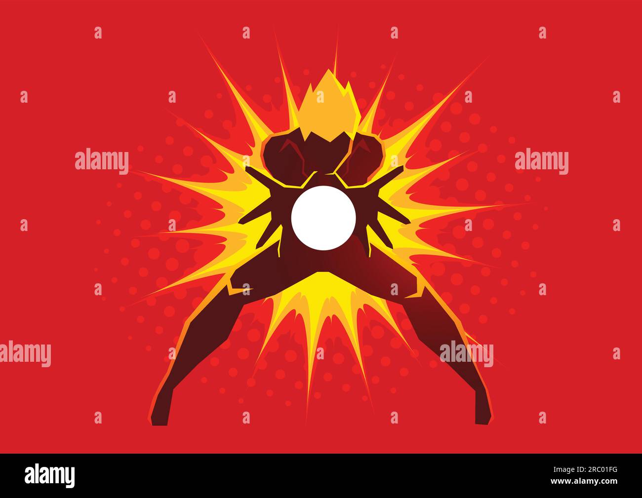 Simple graphic vector illustration of a superhero creating an energy ...