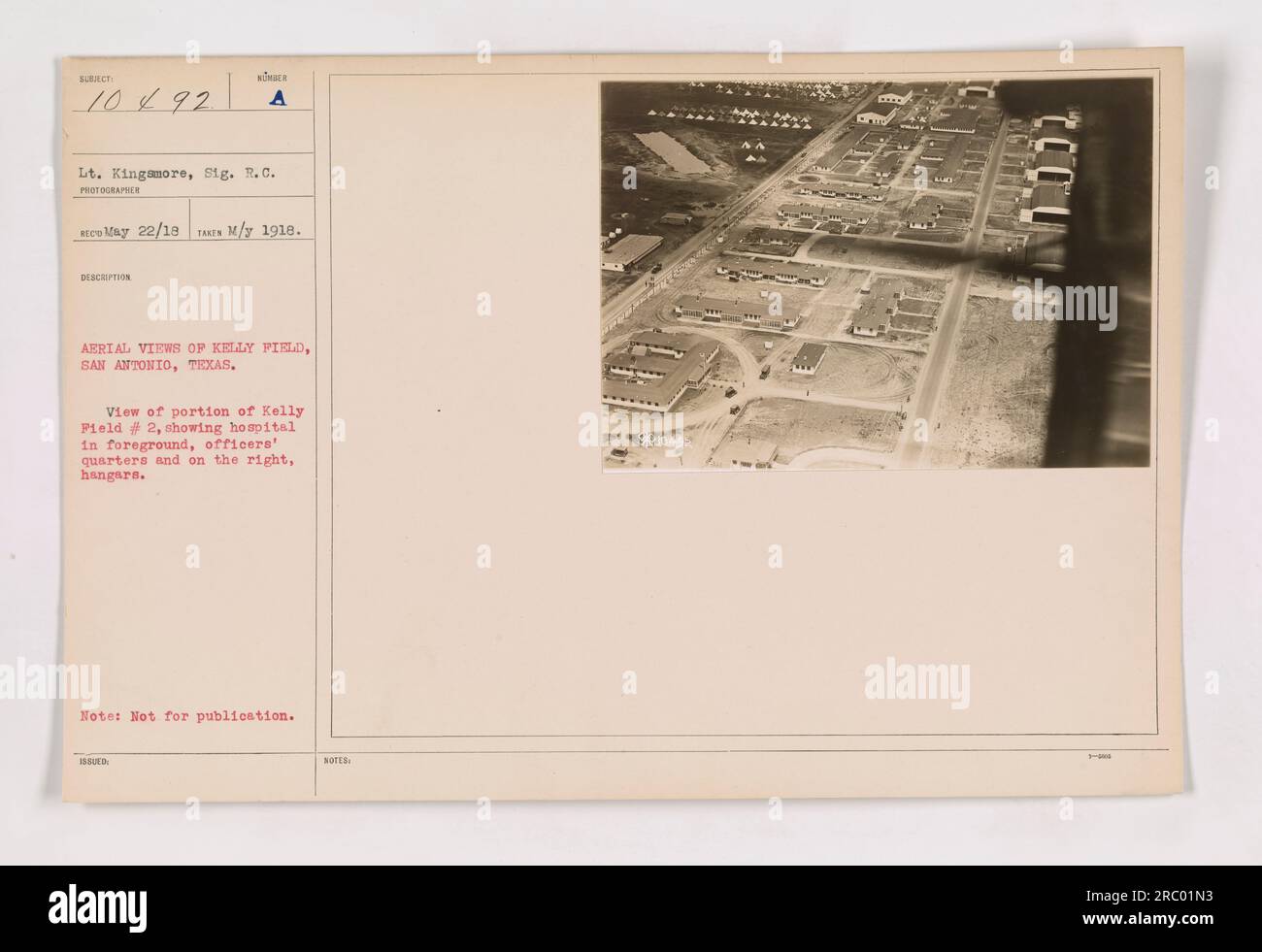 Aerial view of Kelly Field #2 in San Antonio, Texas. The photograph ...