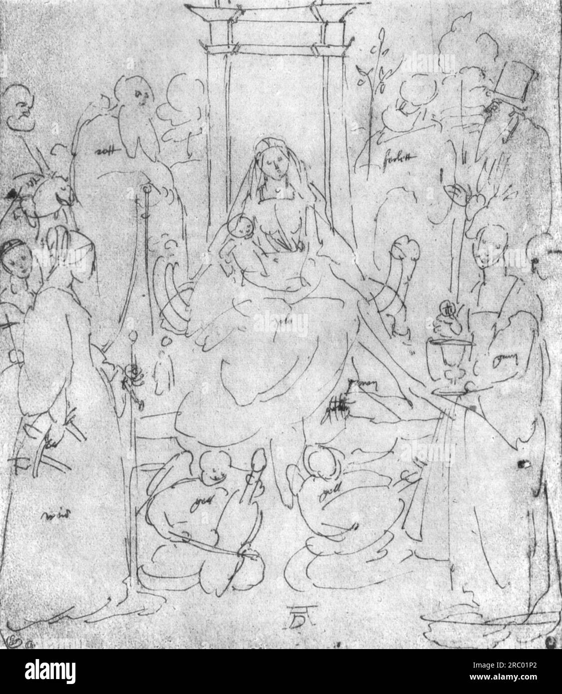 Madonna and Child, saints and angels playing 1522 by Albrecht Durer ...