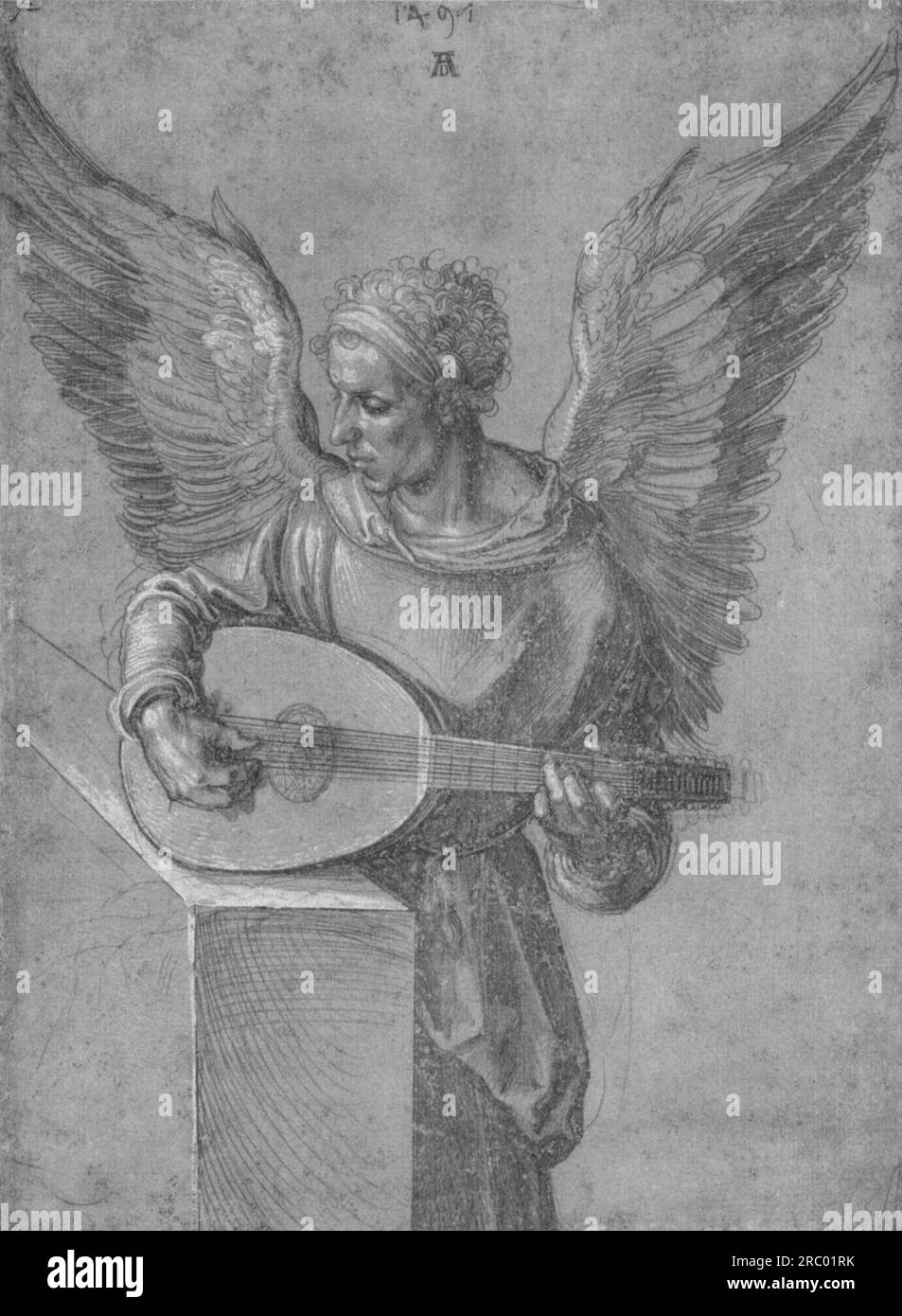 Man with a lute Black and White Stock Photos & Images - Alamy