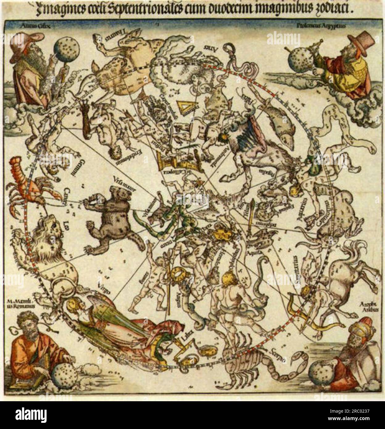 Map of the Northern Sky with representations of the constellations ...