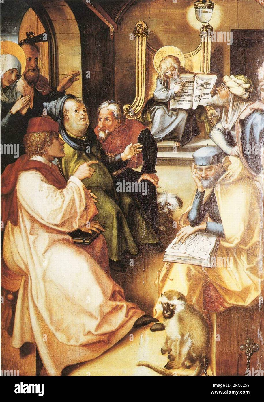 Twelve year old Jesus in the Temple 1497 by Albrecht Durer Stock Photo ...