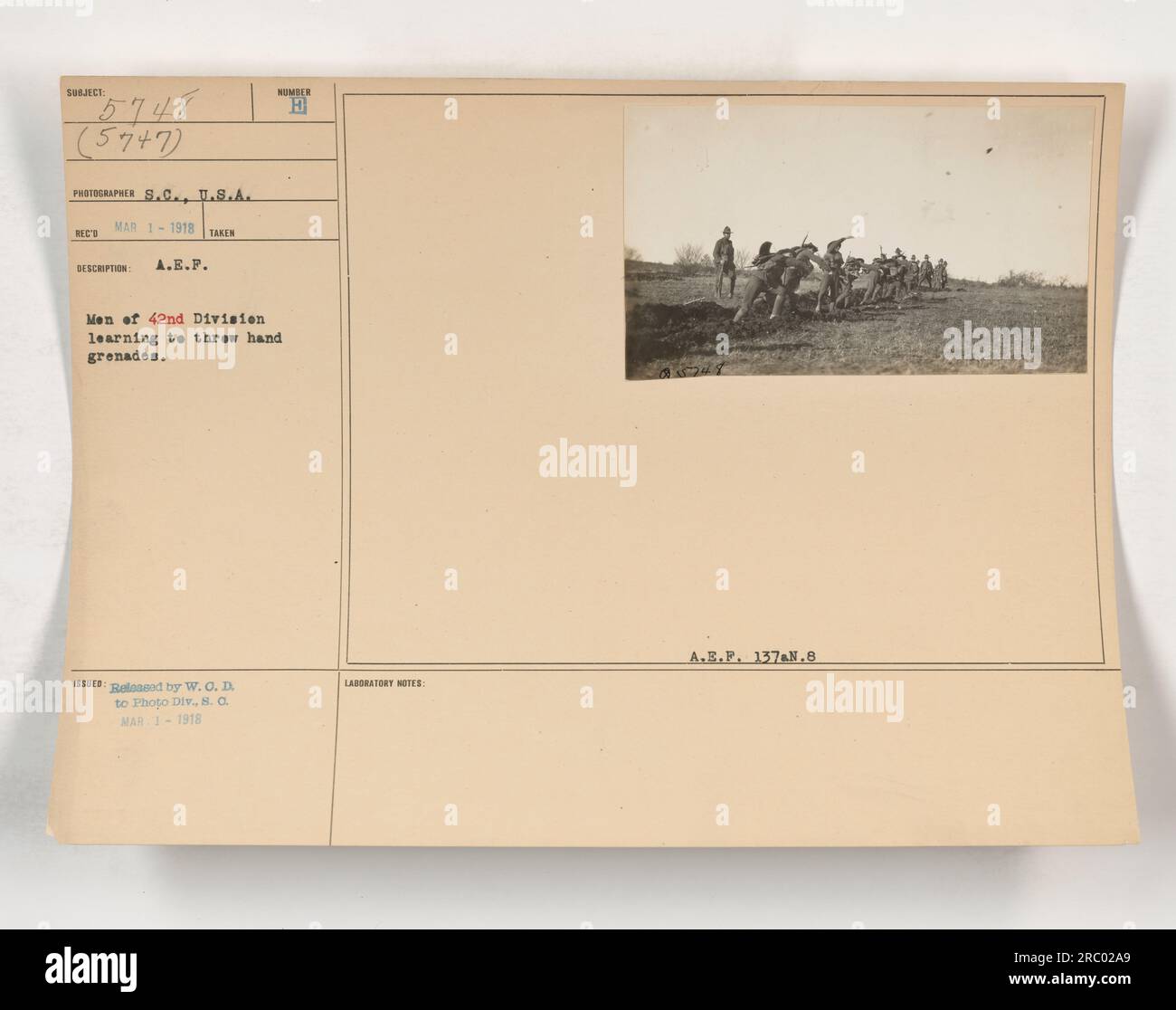 Men of the 42nd Division in the American Expeditionary Forces (AEF) are ...