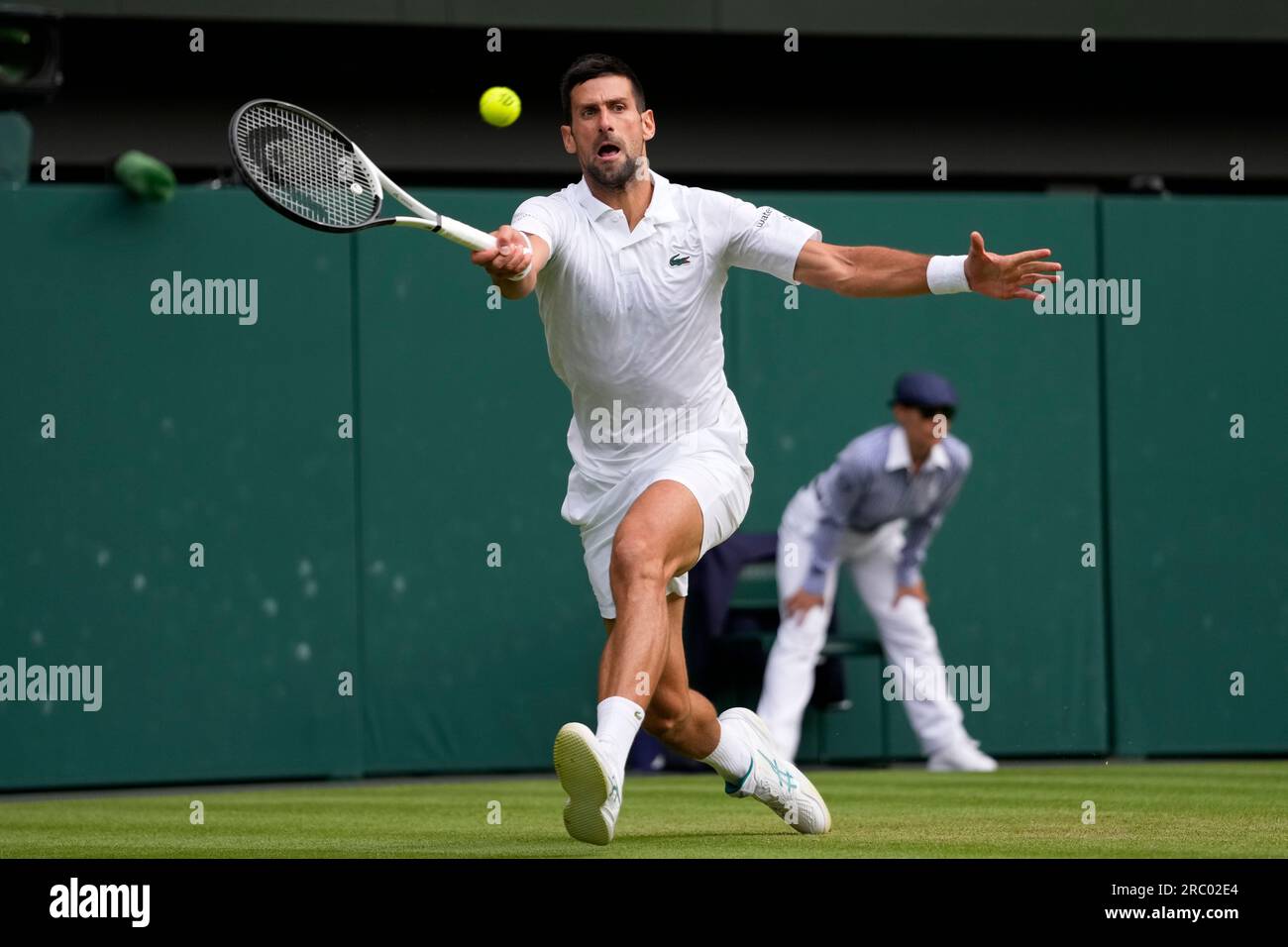 Serbia's Novak Djokovic returns to Russia's Andrey Rublev in a men's ...