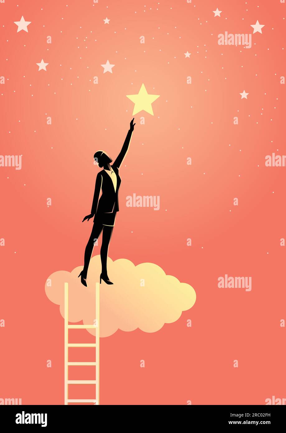 Businesswoman reaching for a star Stock Vector Images - Alamy
