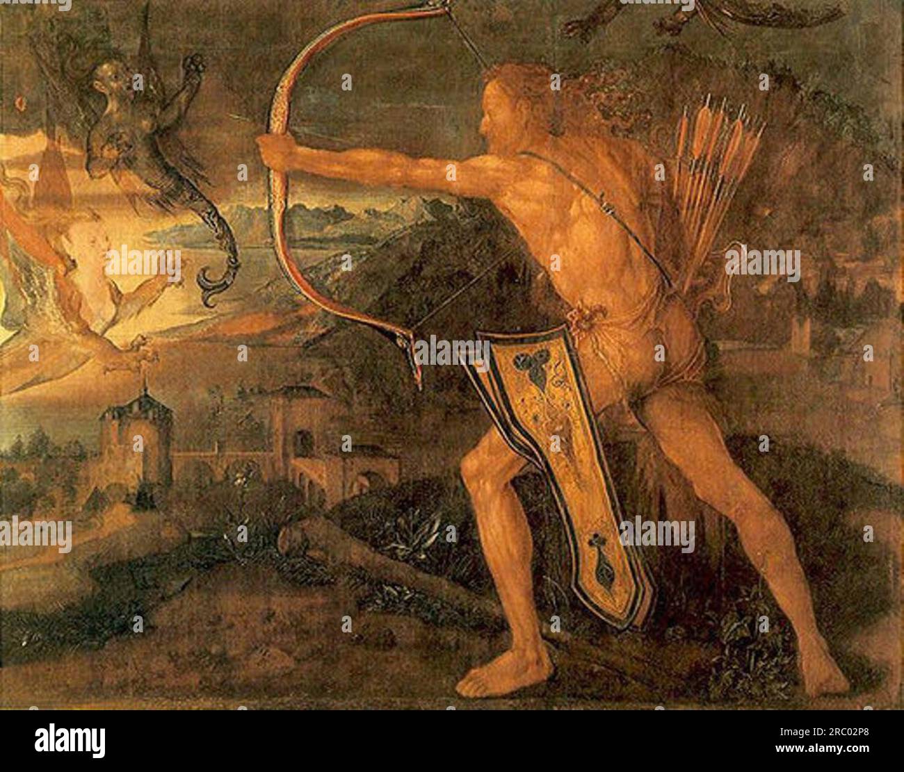 Hercules kills the Symphalic Bird 1520 by Albrecht Durer Stock Photo ...