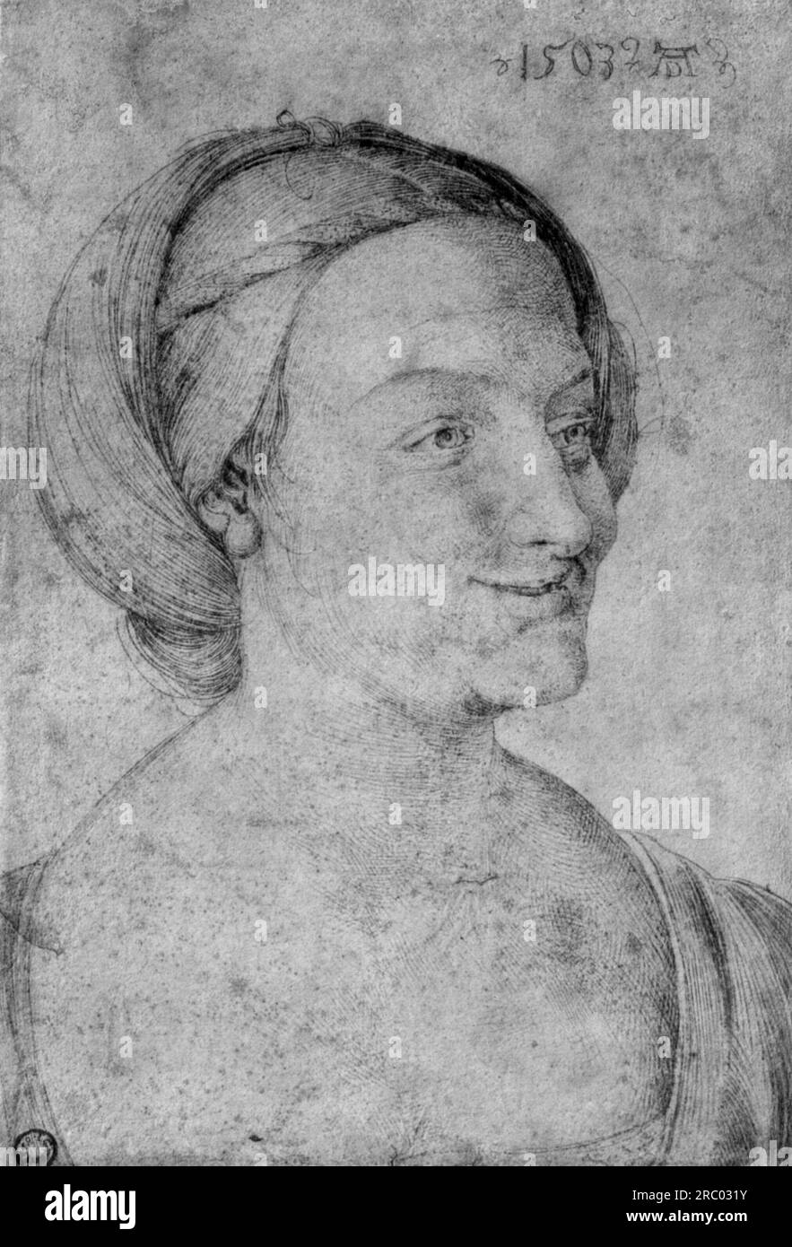 Head of a smiling woman by Albrecht Durer Stock Photo - Alamy