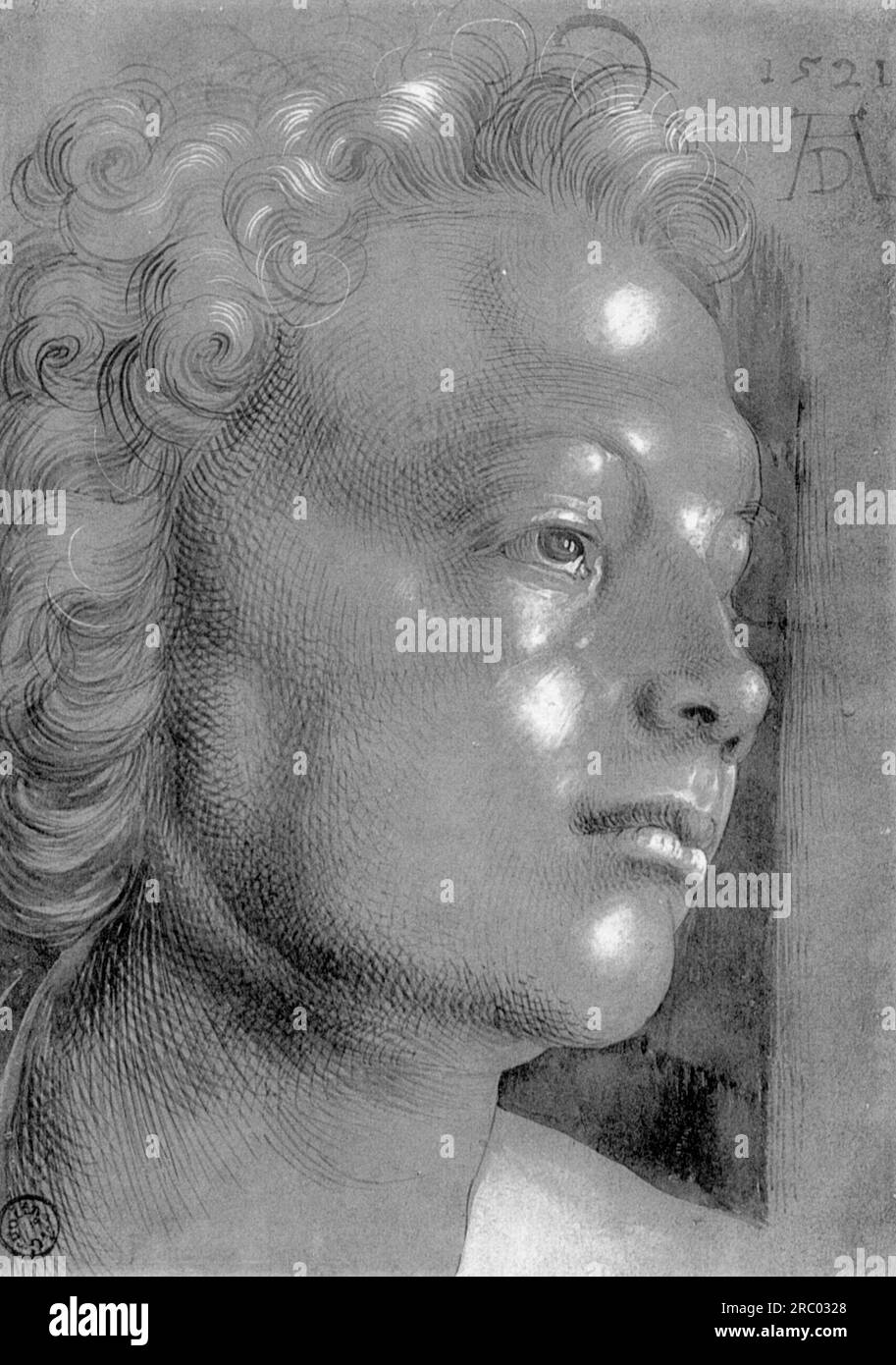 Studies on a great "picture of Mary" head with curly hair (angel) by ...
