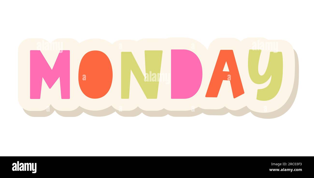 Monday Sticker Planner Design Lettering Element Stock Vector Image ...