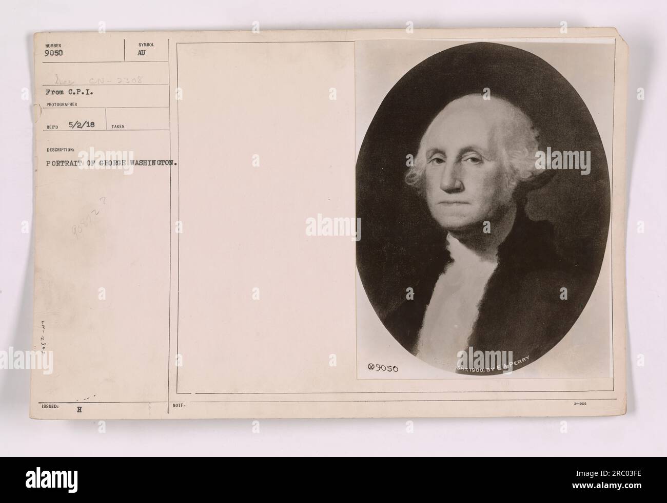 Portrait of George Washington. Issued symbol ATT H NOTT @9050 1900, by ...