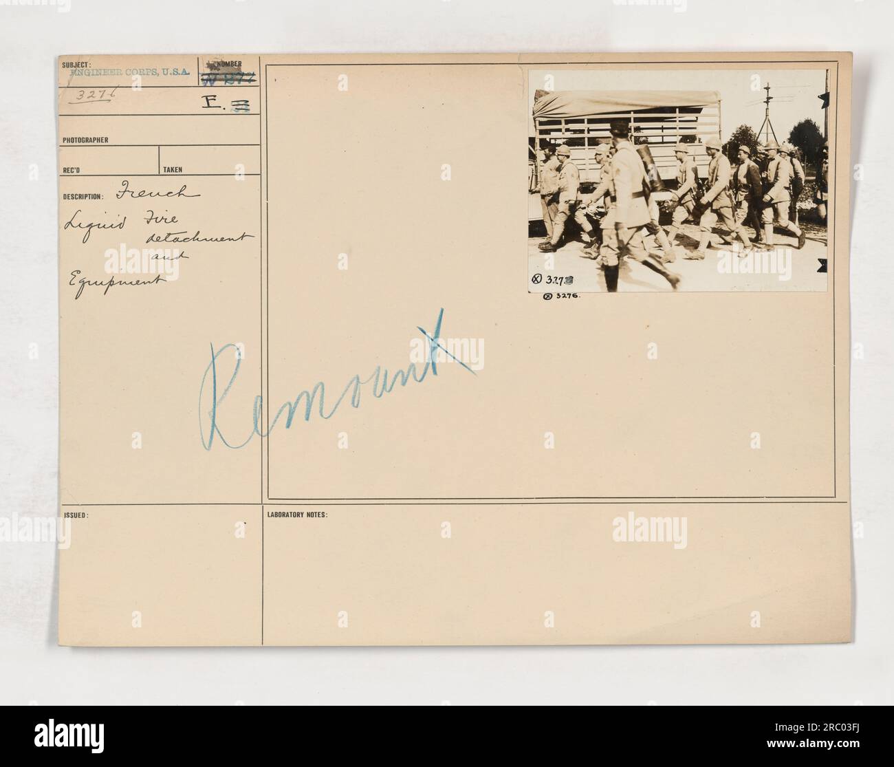 French Liquid Fire detachment and equipment. This photo, labeled 111-SC ...