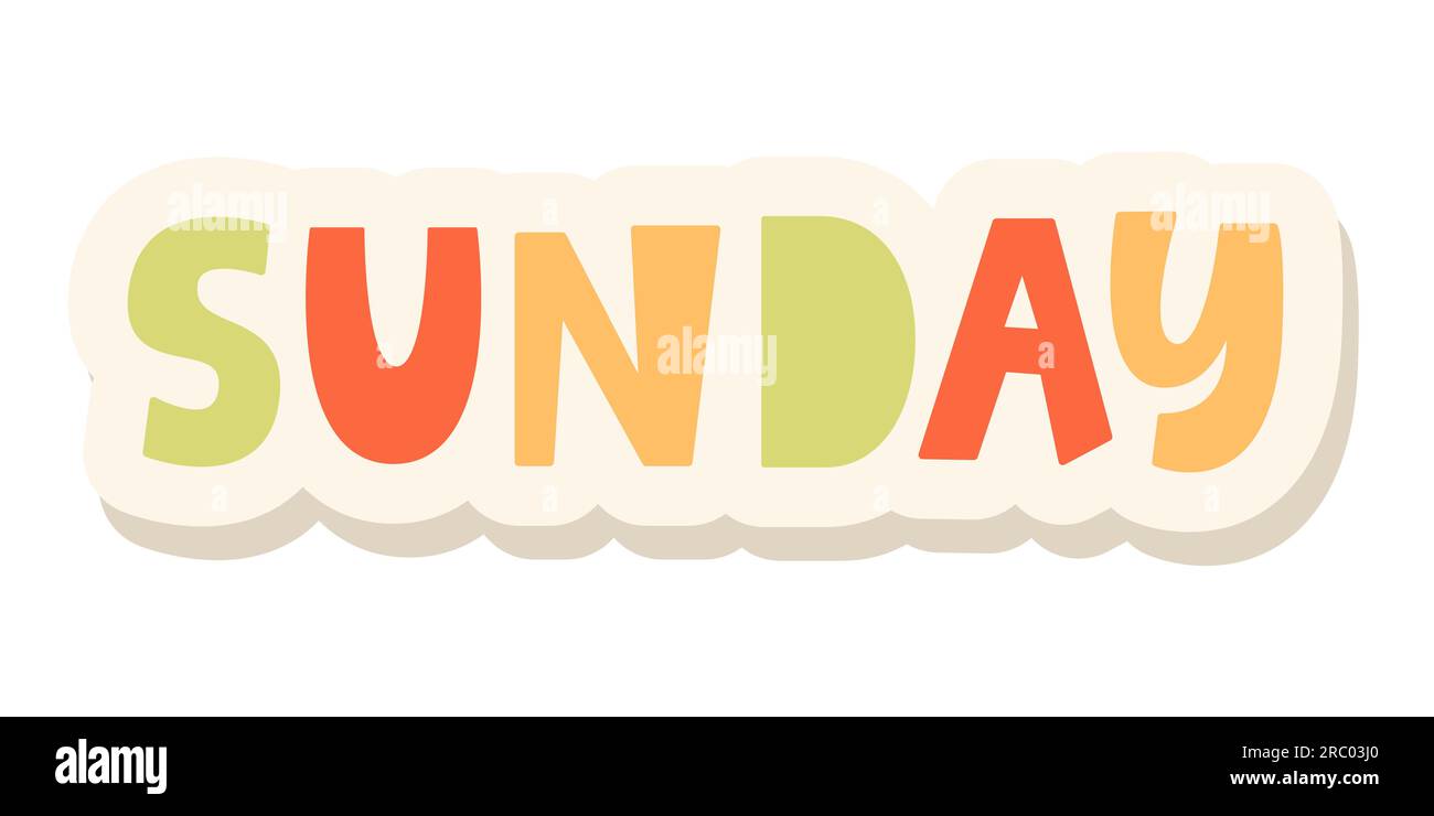 Sunday Sticker Planner Design Lettering Element Stock Vector Image ...