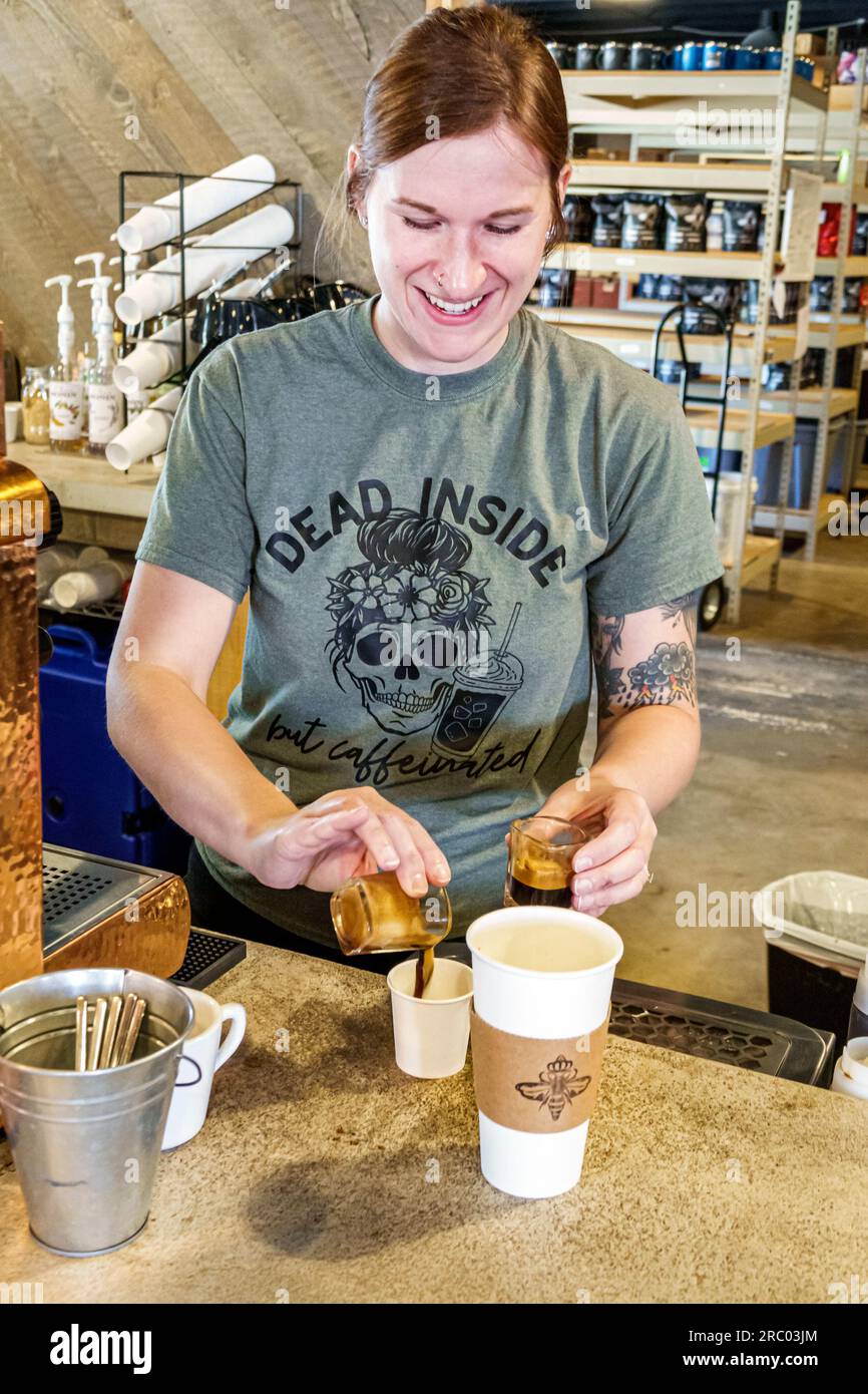 Forsyth Georgia,Queen Bee Coffee Company cafe,woman manager employee ...