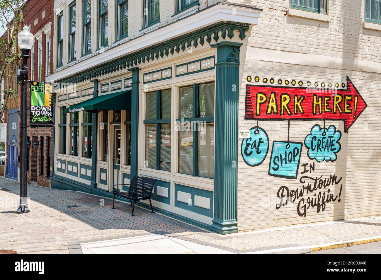 Small town city restored historic downtown business district hi-res ...