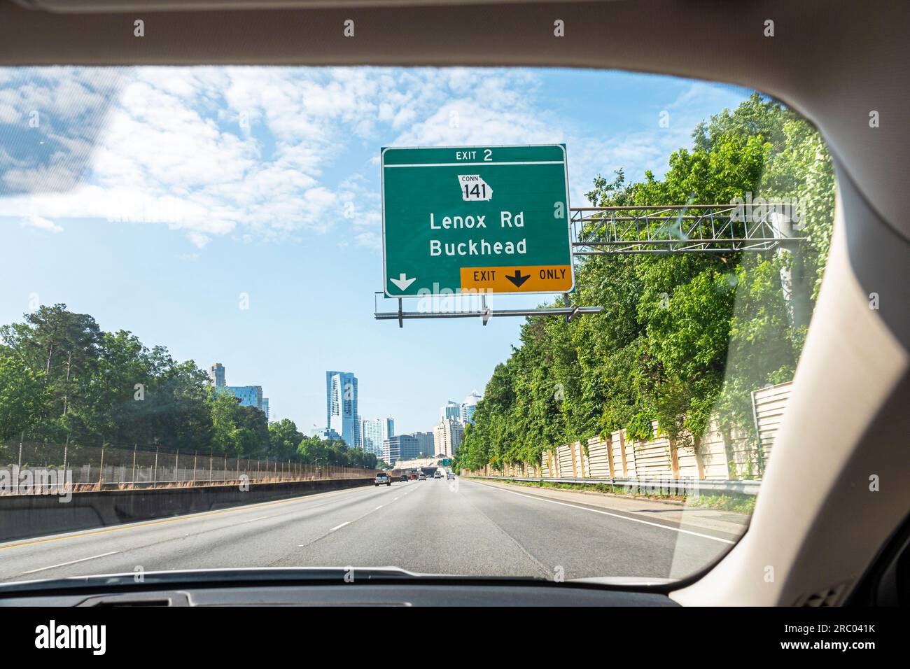 Atlanta Georgia,State Highway Route 400,highway overhead sign Buckhead ...