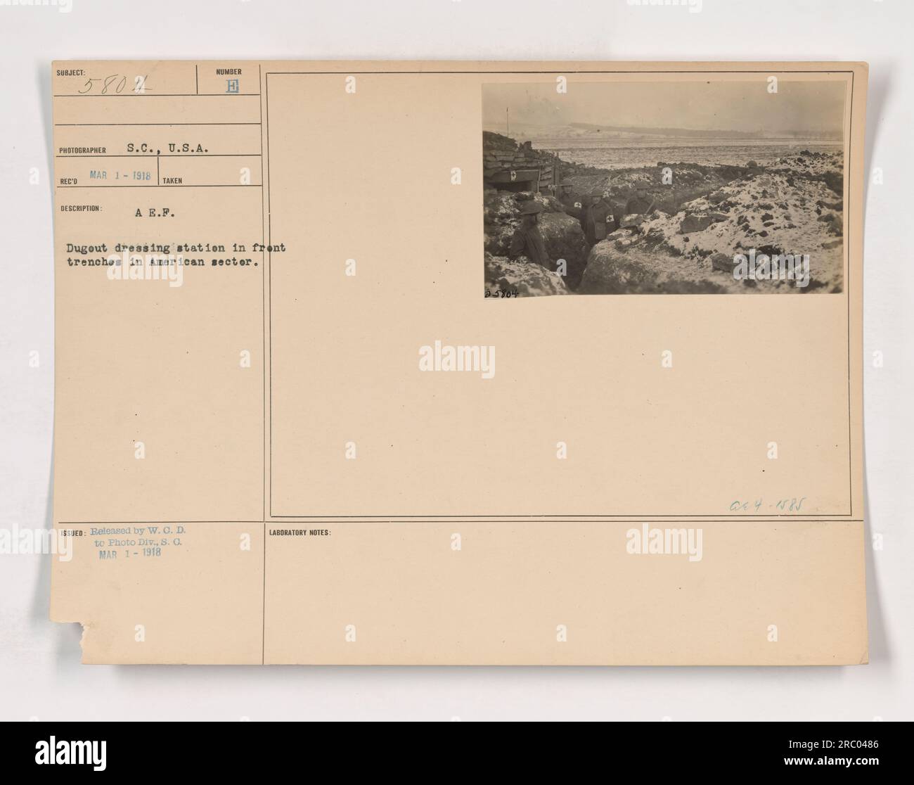 A first aid station in the trenches, American sector, World War I. This ...