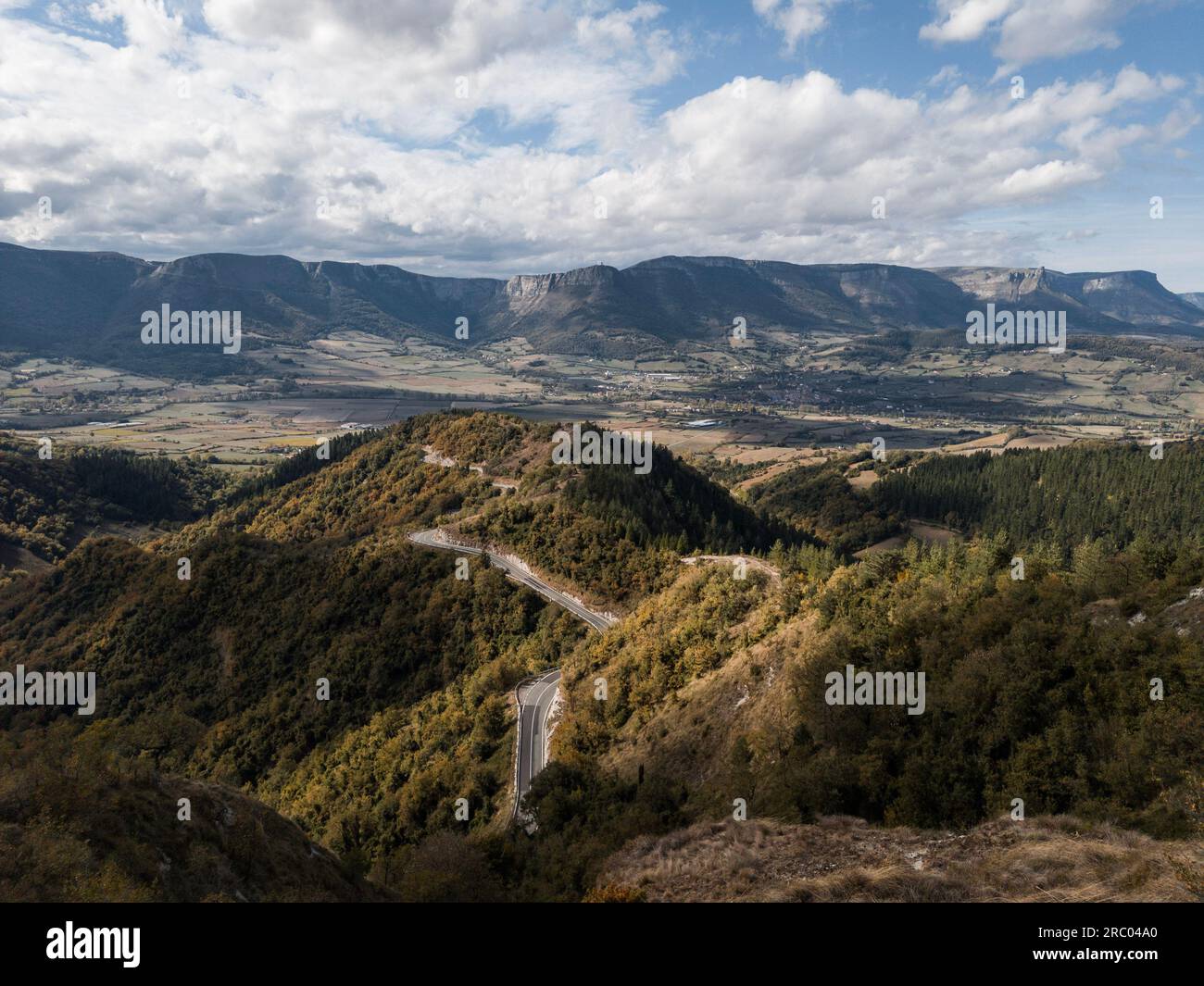 Landscape of the winding road of the port of Barrerilla with the city ...