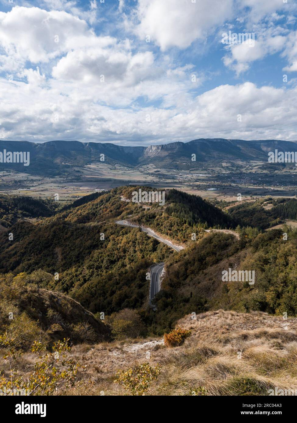Vertical landscape of the winding road of the port of Barrerilla with ...