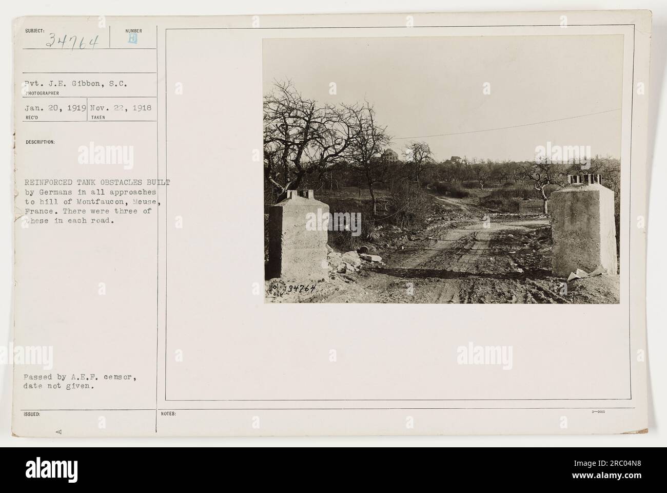 A photograph depicting Pvt. J.E. Gibbon, S.C. as he stands beside ...