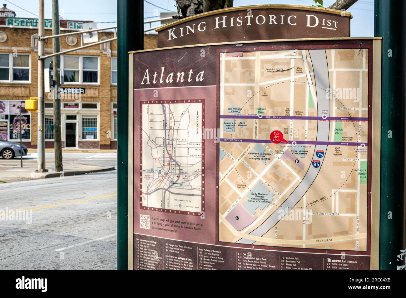 Atlanta Georgia,King Historic District sign map Stock Photo - Alamy