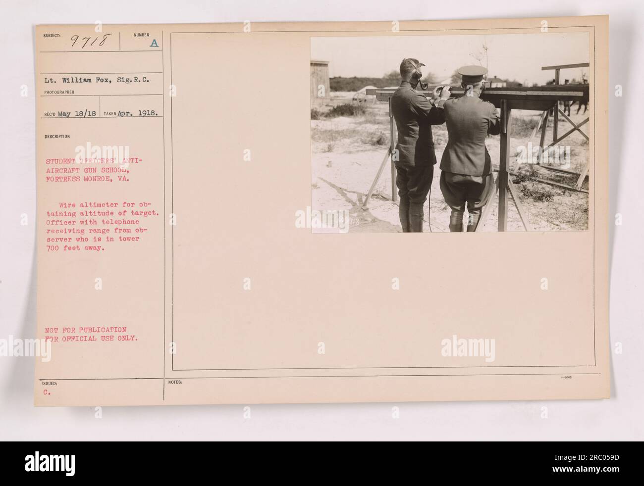 Student officers' at the anti-aircraft gun school in Fortress Monroe ...