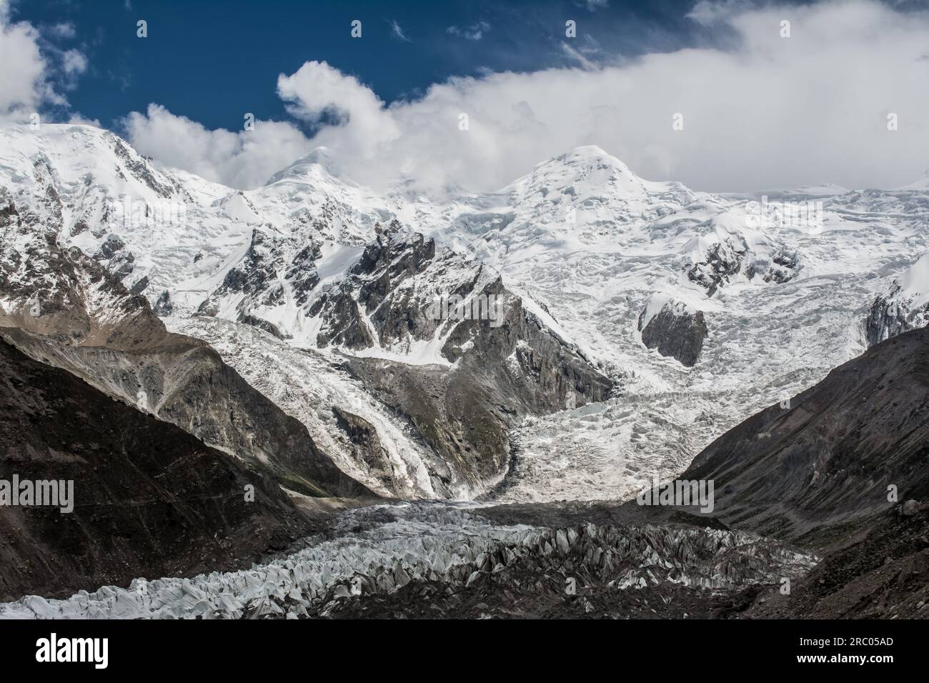 The wilderness of Rakhiot Glacier, reaching an altitude of up to 7000 ...