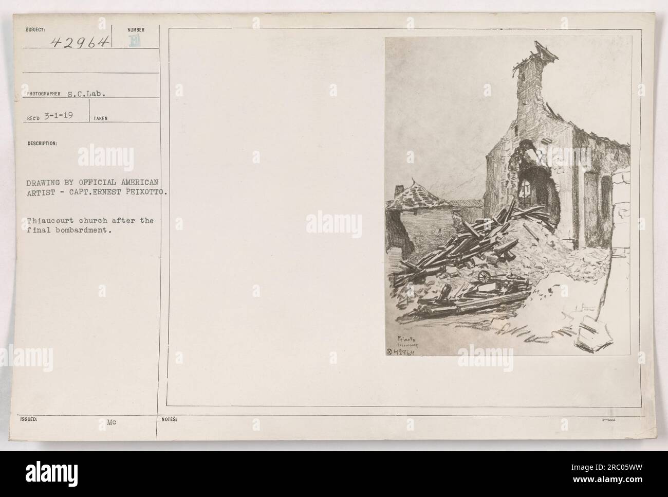 This is a drawing by Captain Ernest Peixotto, an official American ...
