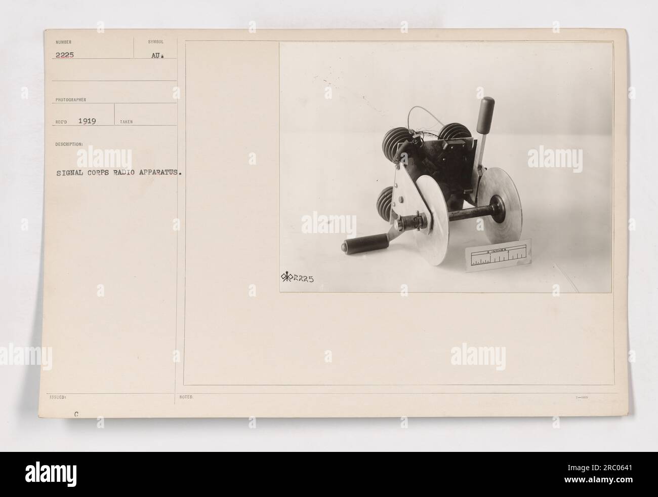 Photograph of American Signal Corps radio apparatus, number 2225. This ...