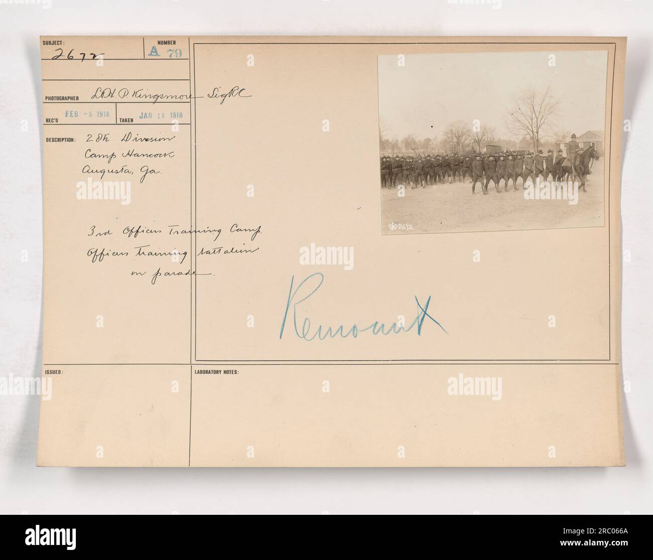 "28th Division Officers Training Camp, located in Camp Hancock, Augusta ...