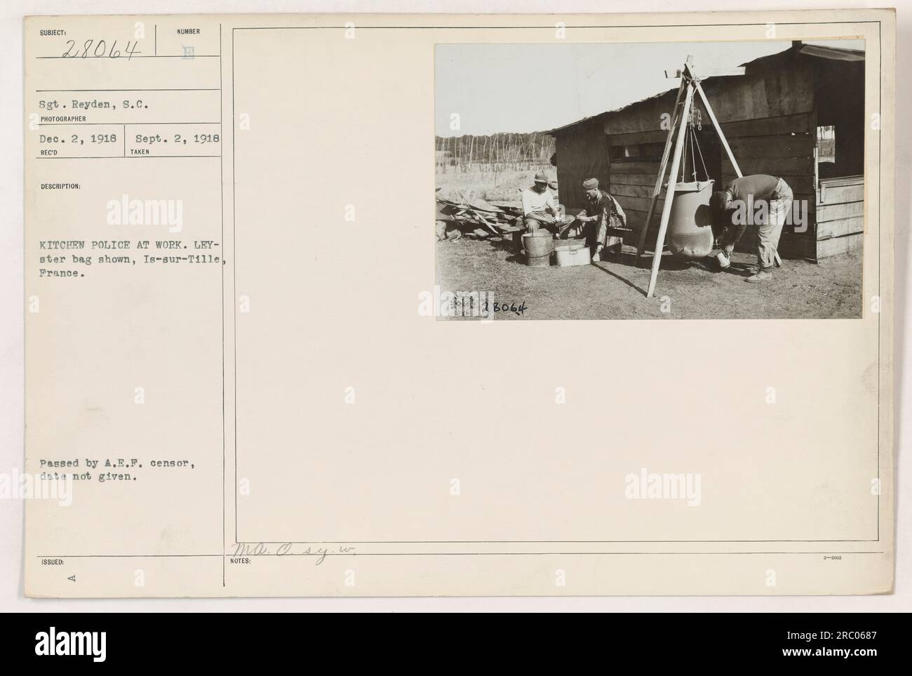 Sgt. Reyden working as kitchen police in Is-sur-Tille, France. The ...