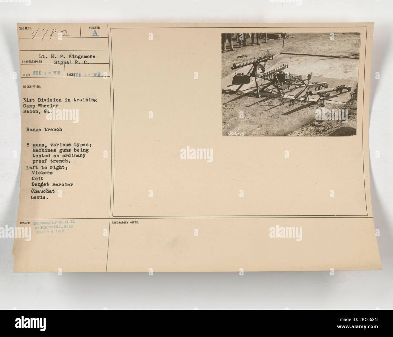 A military photograph taken in 1918 at Camp Wheeler in Macon, Georgia ...