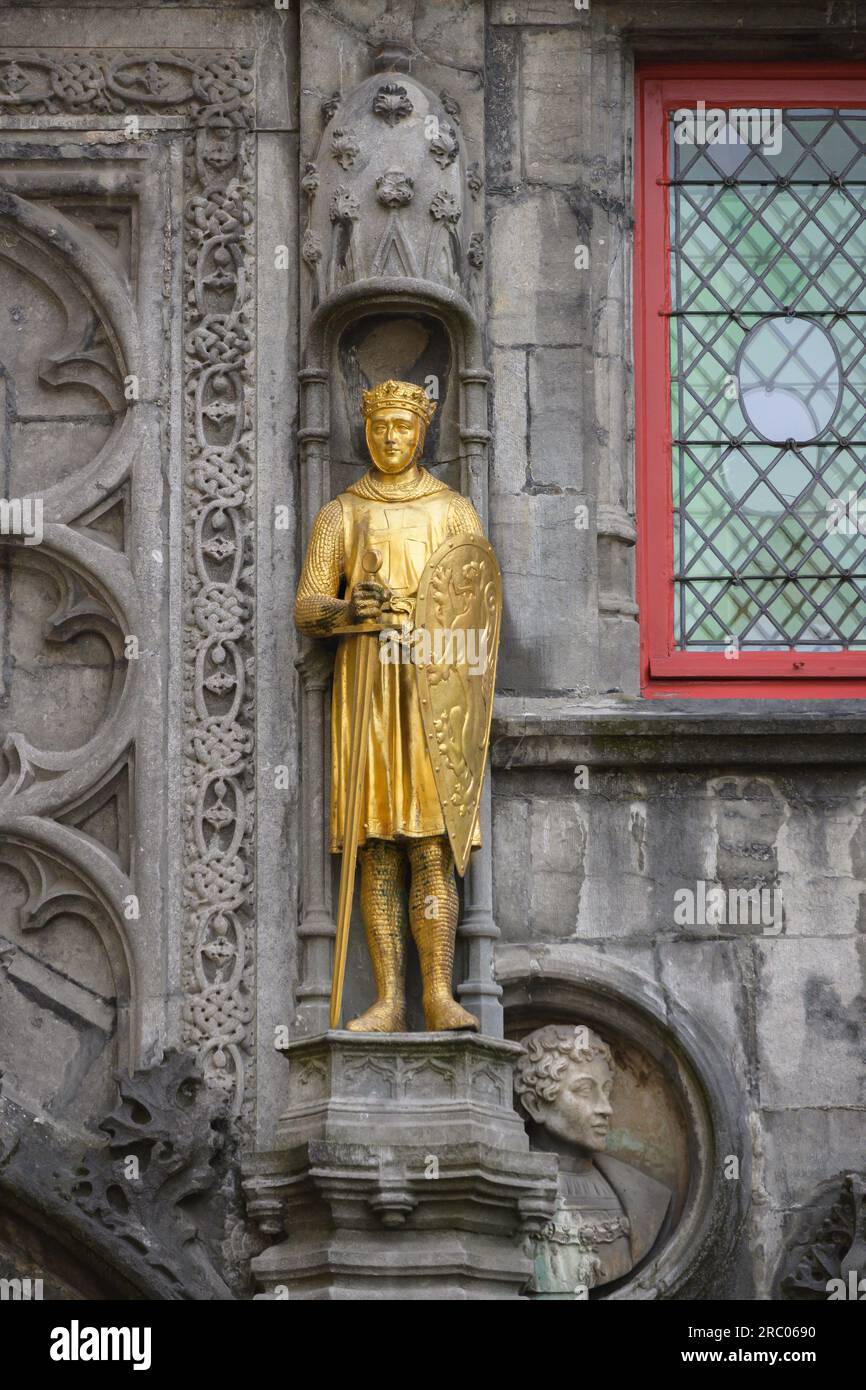 Detail of the entrance to the Basilica of the Holy Blood Bruges Belgium ...