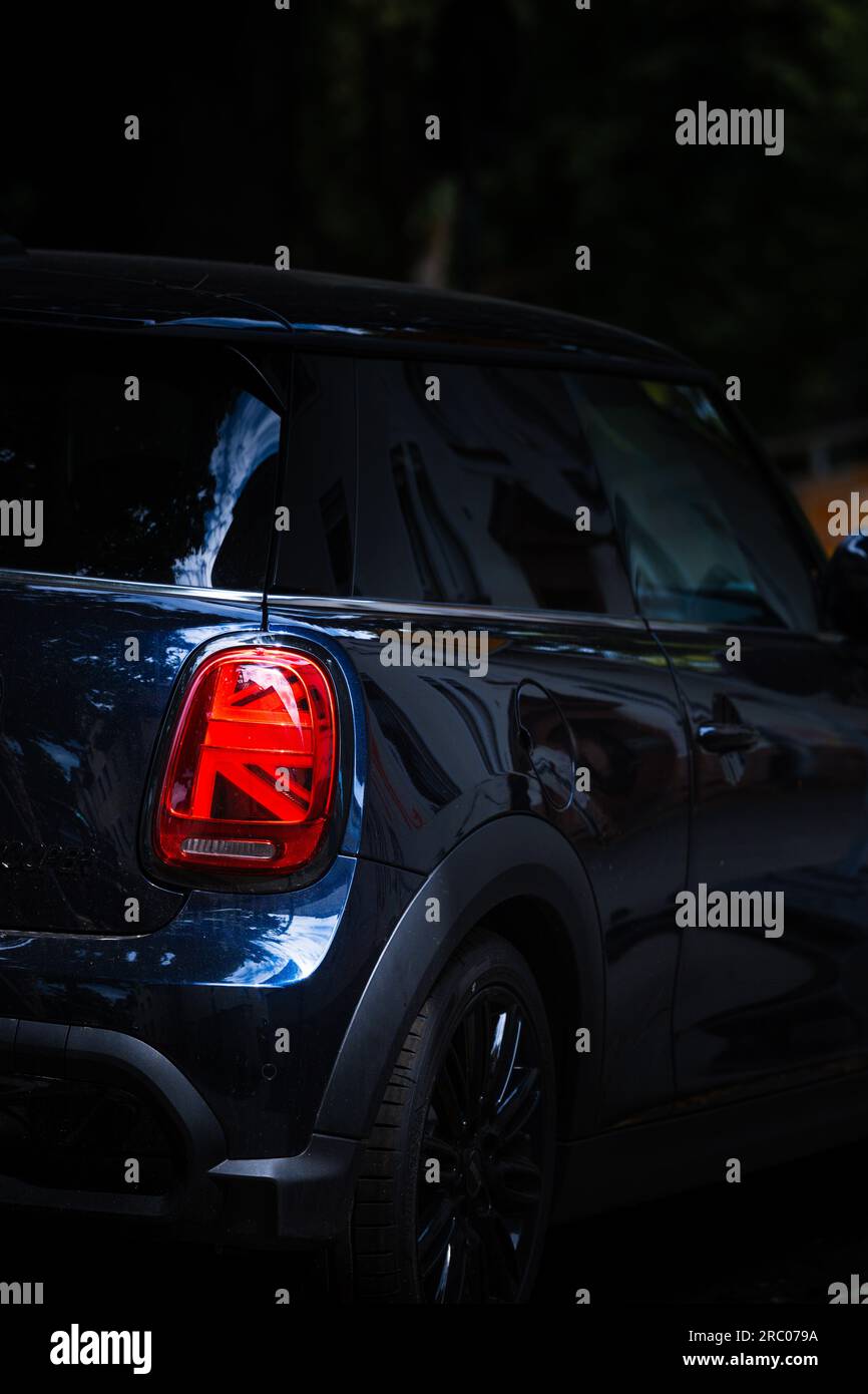 The mini cooper with his special backlight looks so amazing Stock Photo ...