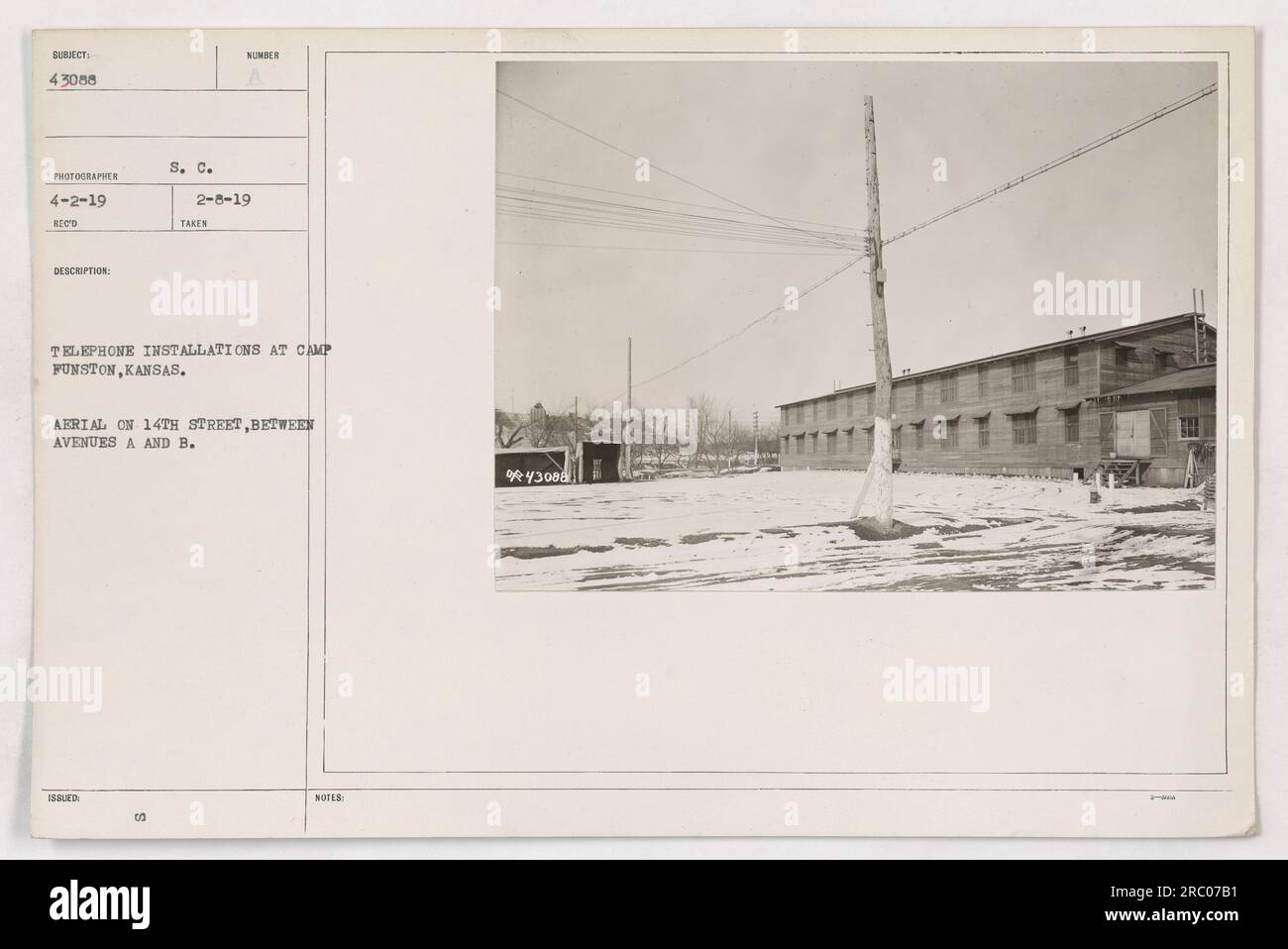 An aerial photograph taken on February 8th, 1919 shows telephone ...