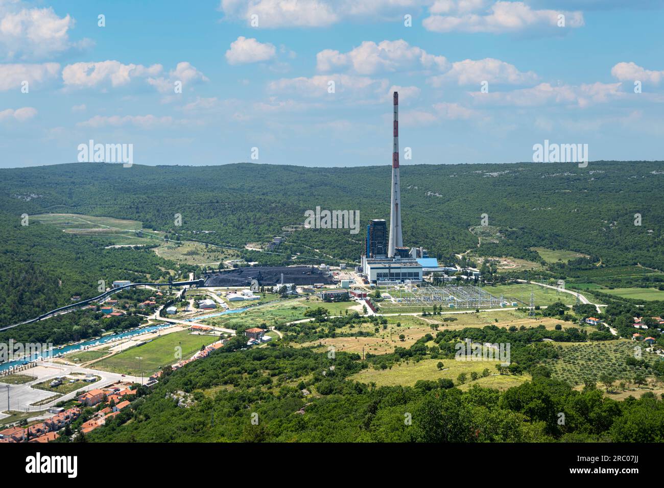 Plomin, Croatia, July 10, 2023. Panoramic view of the Plomin Power ...