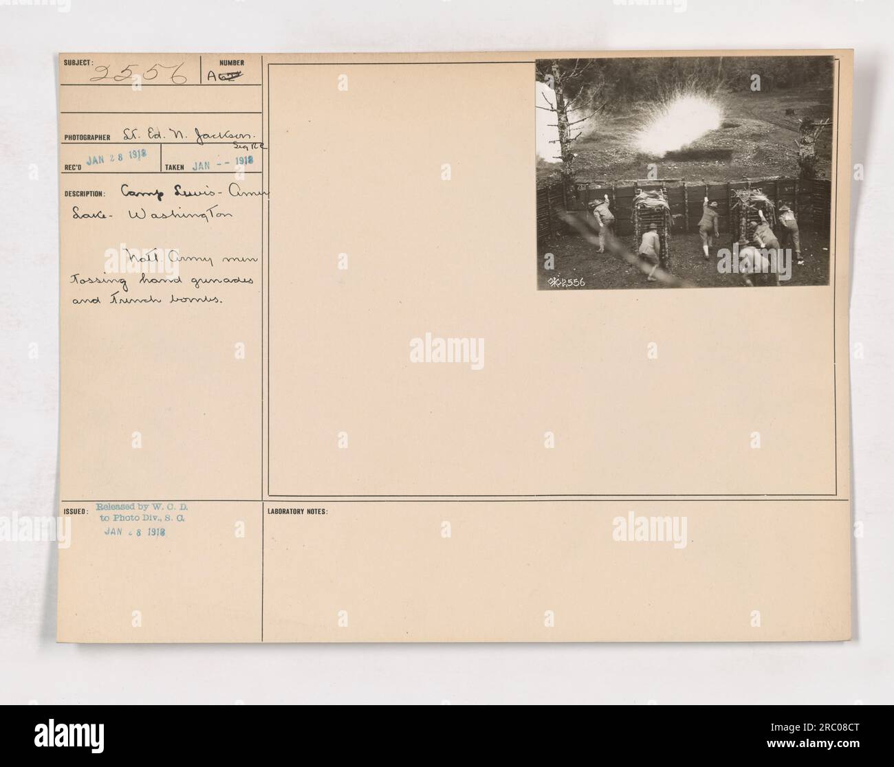 National Army men at Camp Lewis, American Lake, Washington, are seen ...