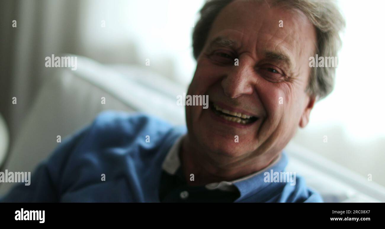 Happy senior man laughing and smiling authentic older person portrait ...