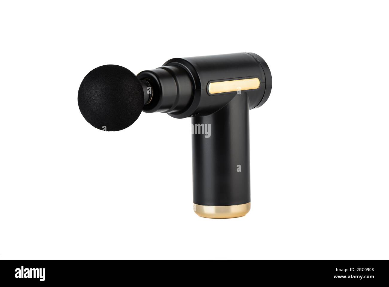 Close-up of a massage gun with a round nozzle isolated on a white ...