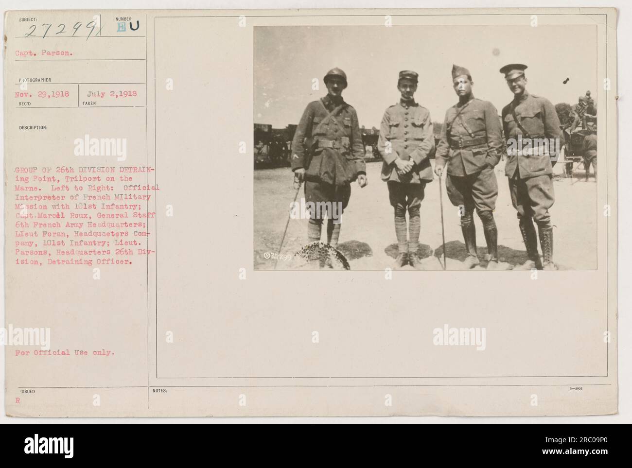 "Caption: Captain Parsons and a group of officers from the 26th ...