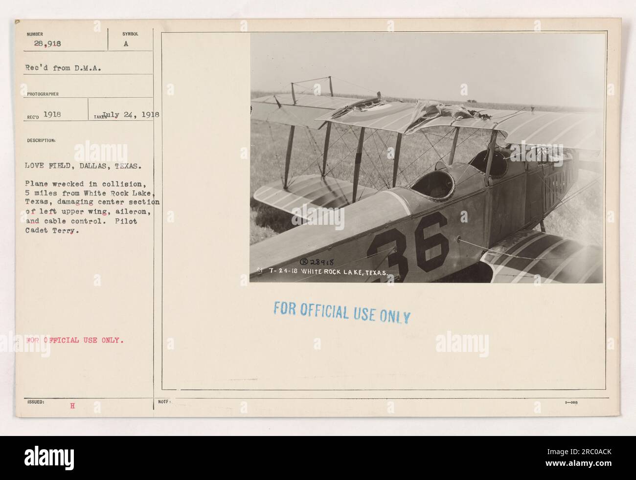 This image shows a plane wrecked in a collision near White Rock Lake ...