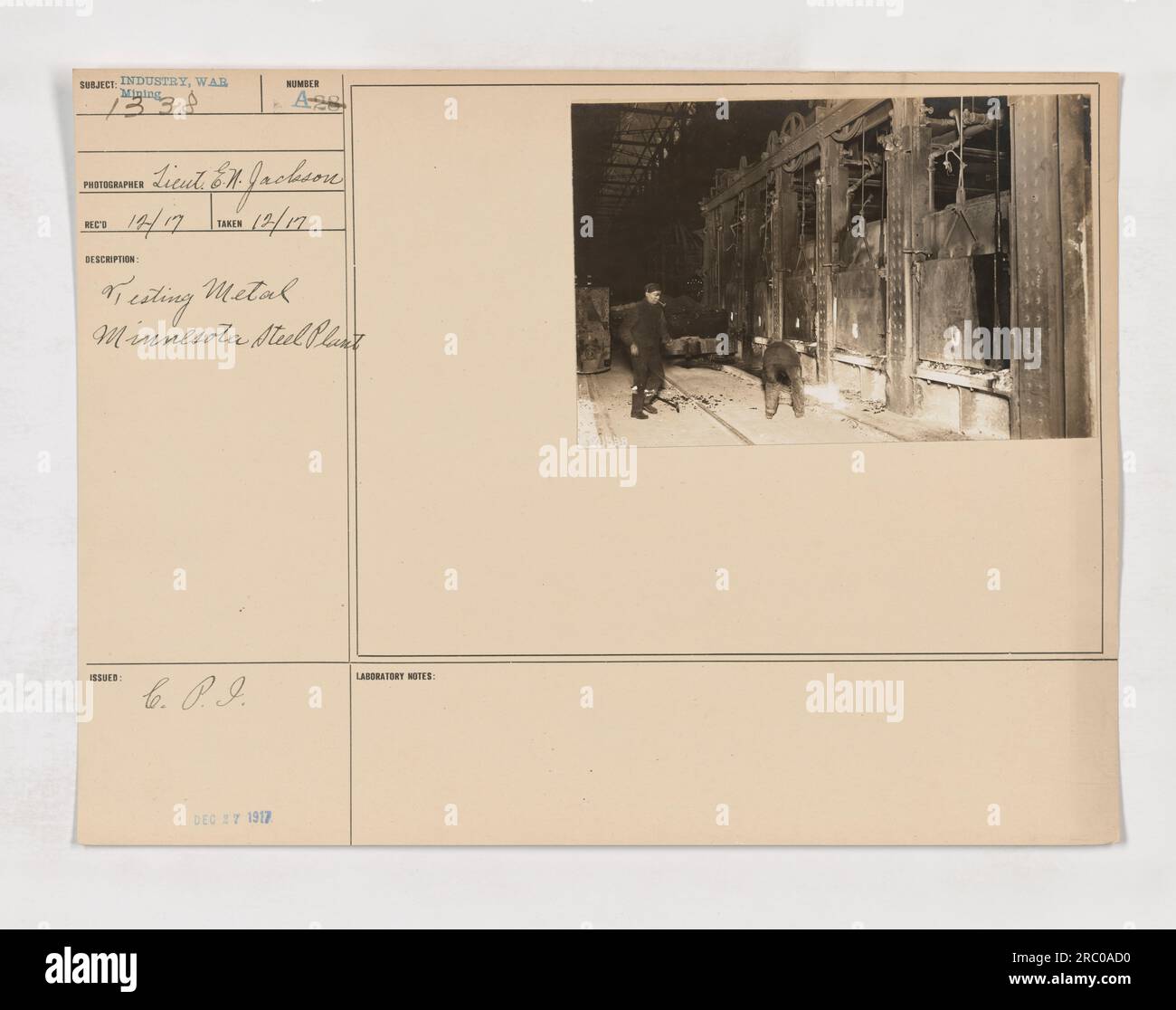 This image shows testing of metal at a Minnesota steel plant during ...