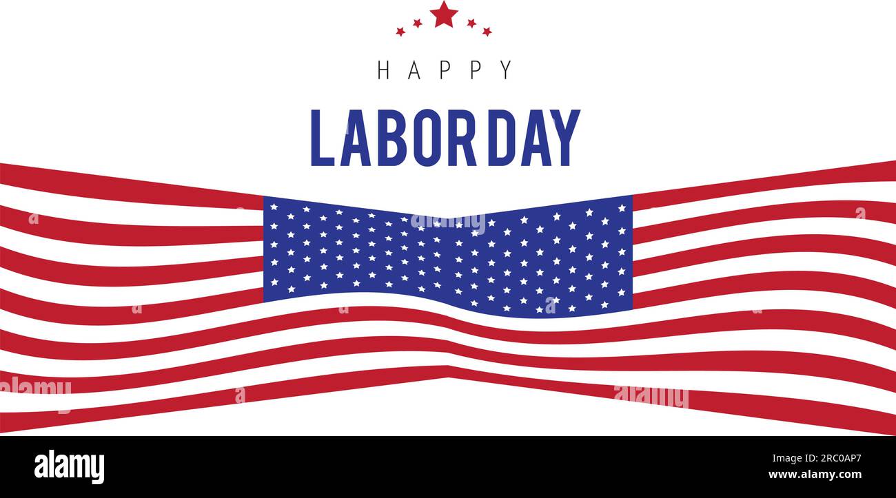 Labor day banner with USA flag and text on a white background Stock ...