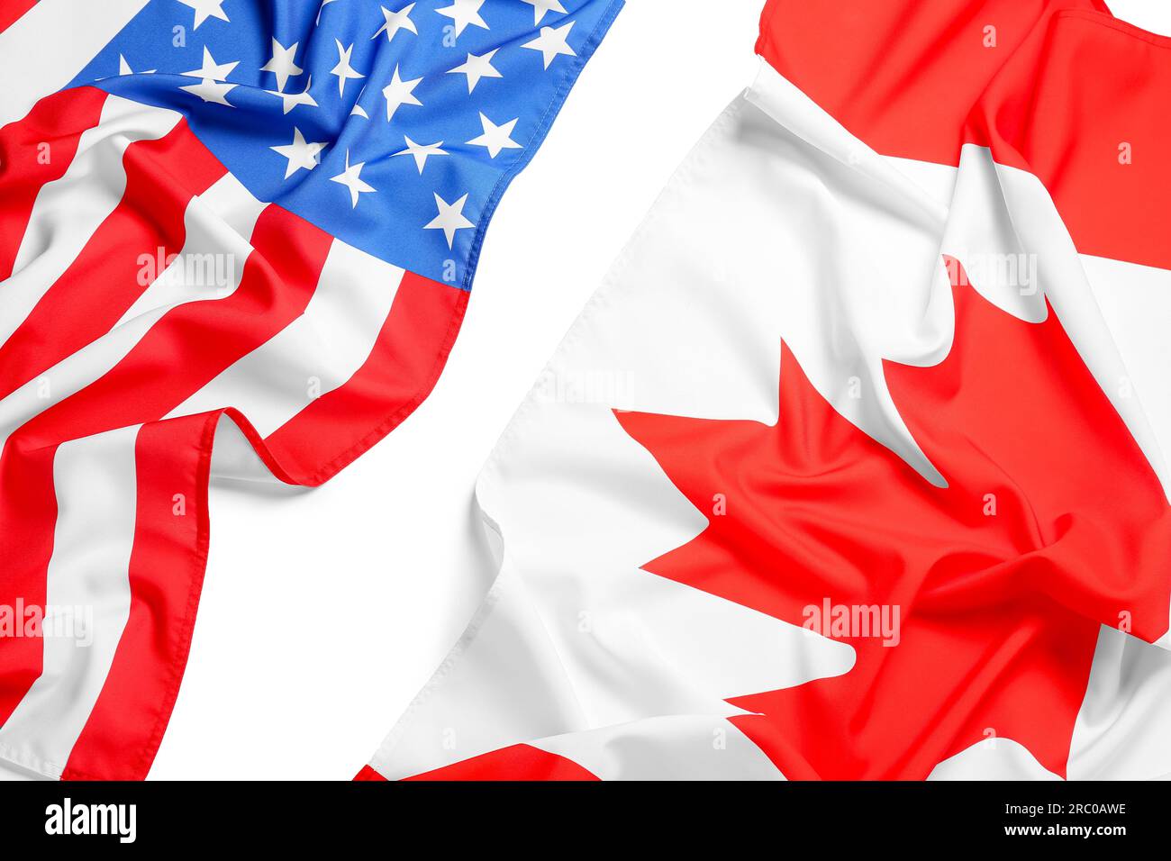 Flags of Canada and USA on white background Stock Photo - Alamy