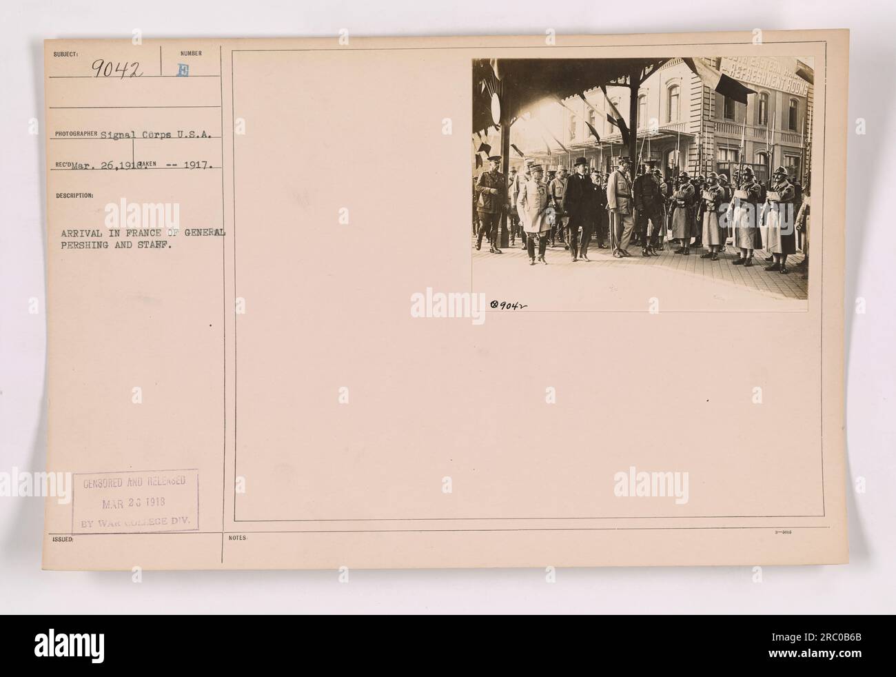 General Pershing and his staff arrive in France during World War One ...