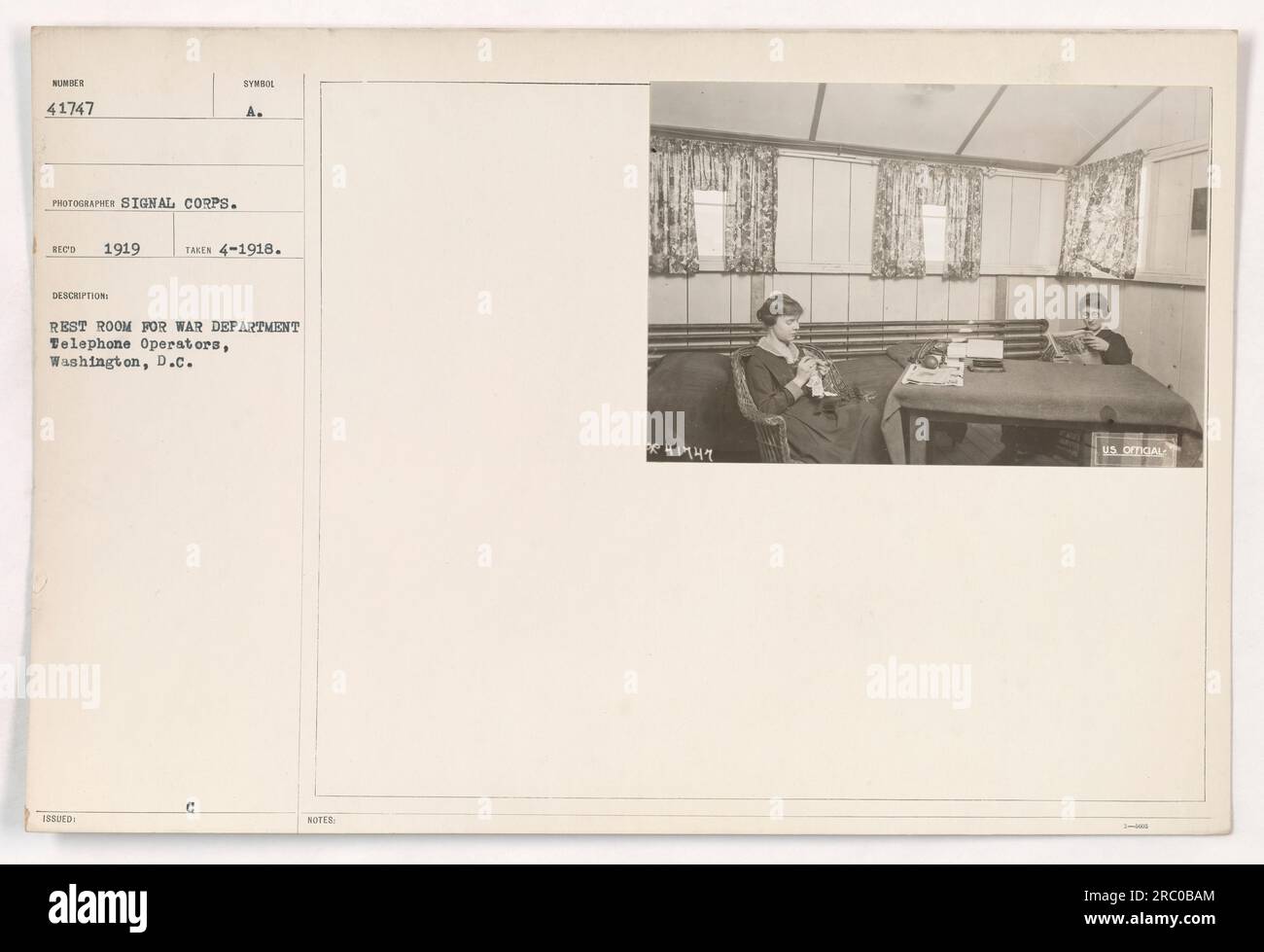 Rest room for war department telephone operators in Washington, D.C ...