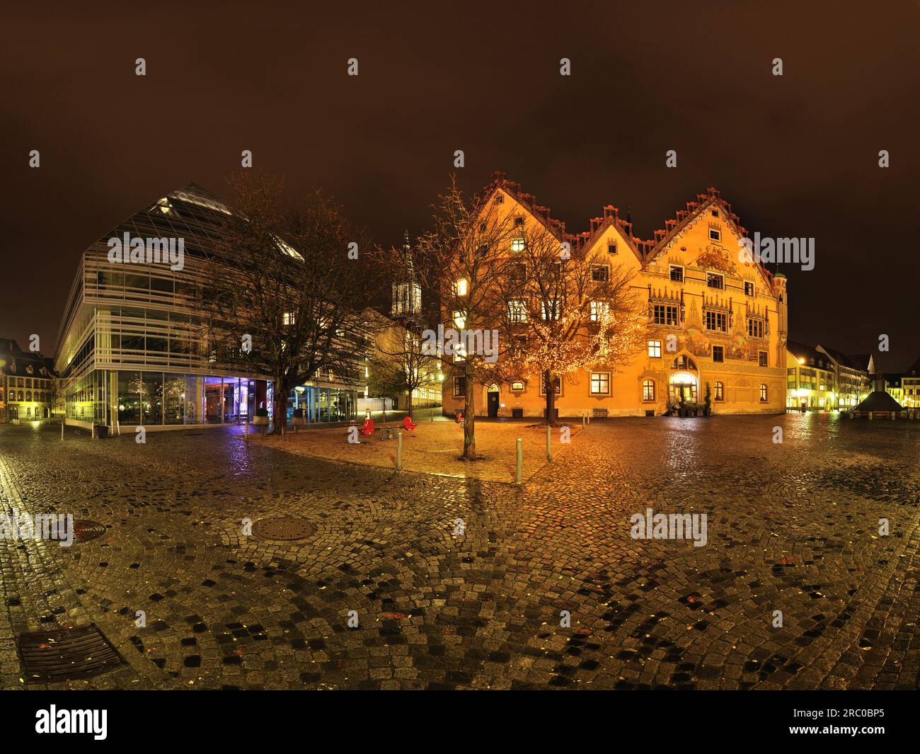 The Ulmer Hall with the Central Library at Night, Ulm, Germany Stock ...