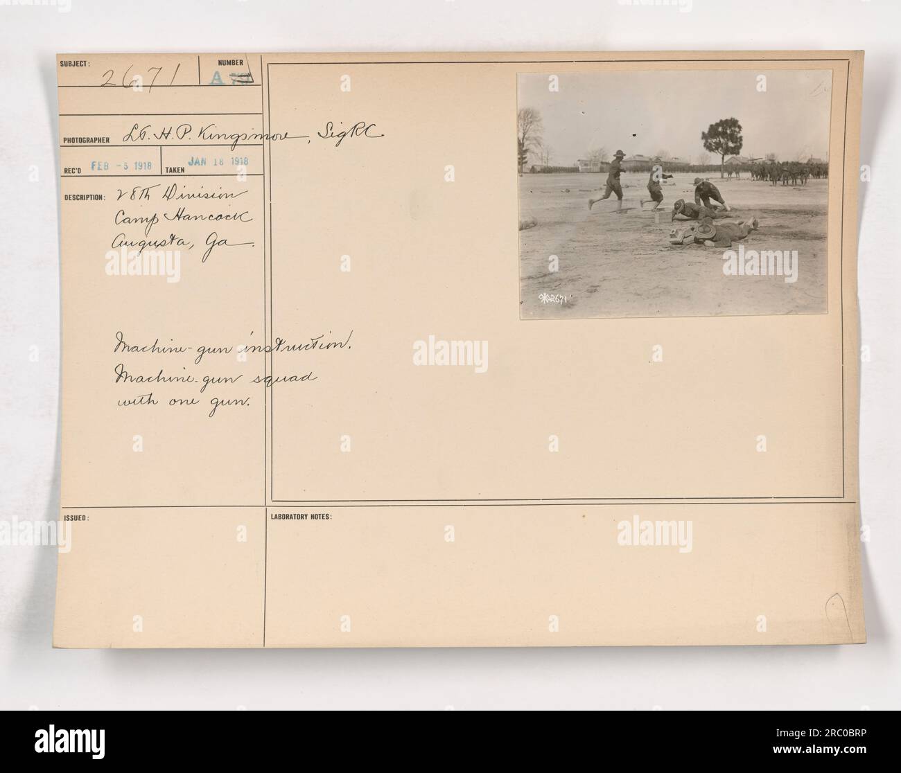 This photograph shows a machine gun squad undergoing instruction at ...