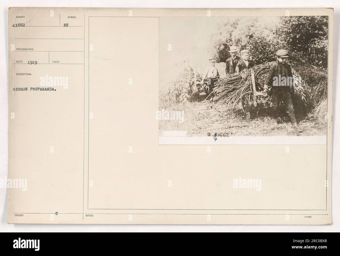 A photograph taken in 1919 depicts German propaganda during World War ...