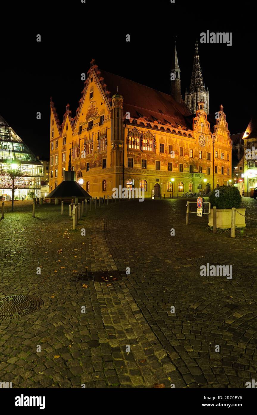 The City Hall at night, Ulm on the Danube, Germany Stock Photo - Alamy